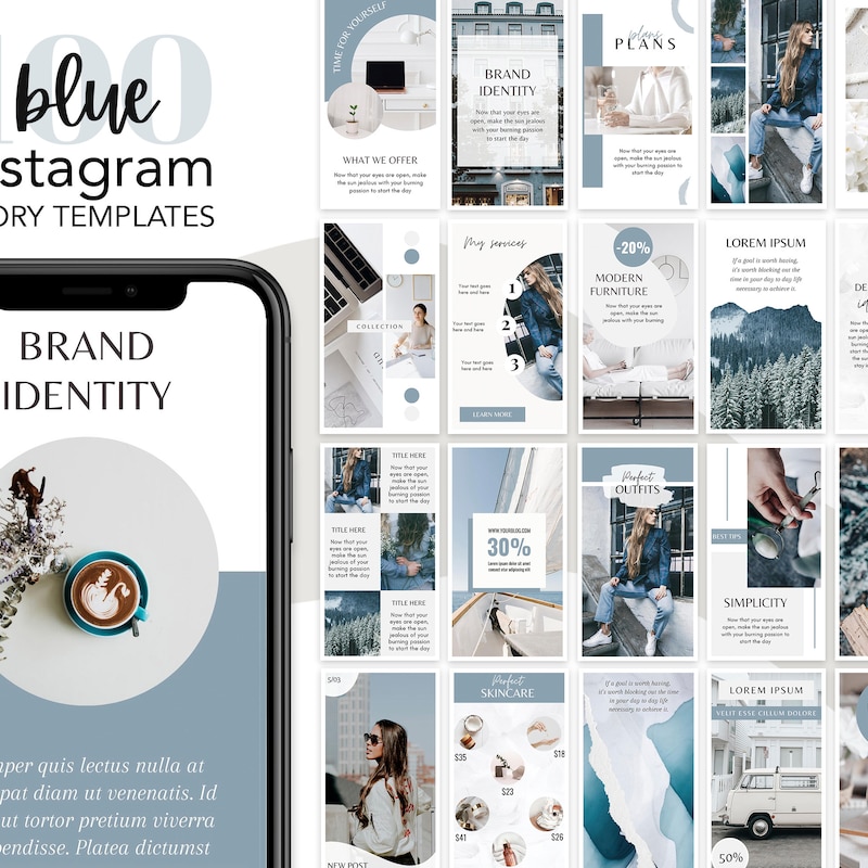 Blue Instagram Template - Etsy