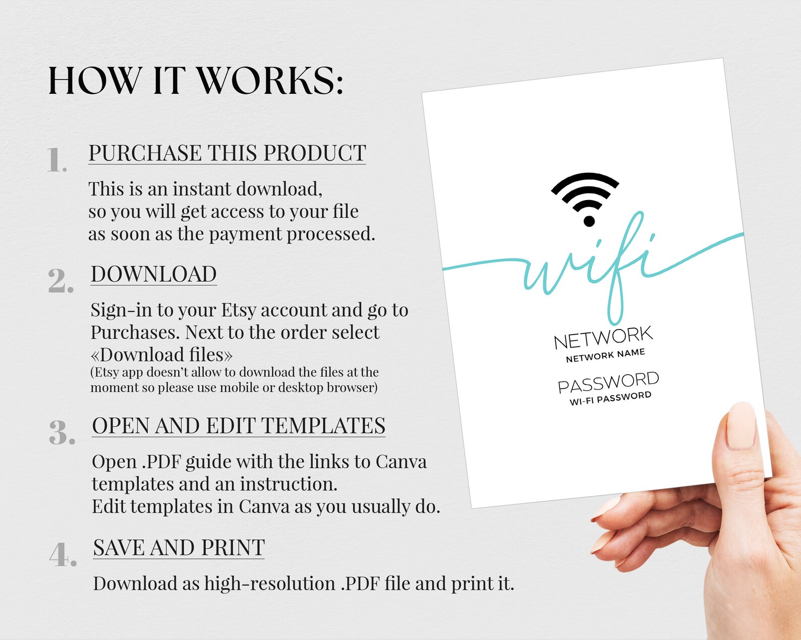 Wifi Sign Template, Be Our Guest Wifi Qr, Wifi Password Template, Wifi ...