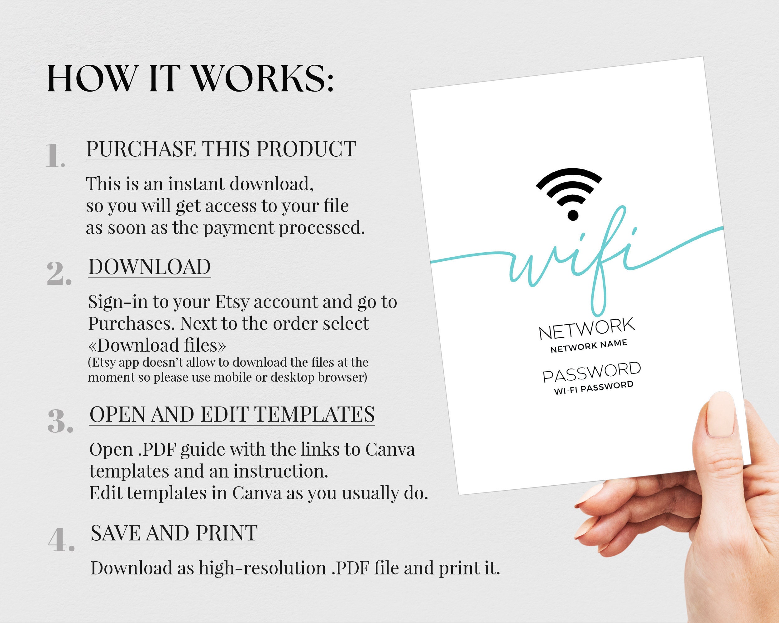 Wifi Sign Template Be Our Guest Wifi Qr Wifi Password - Etsy