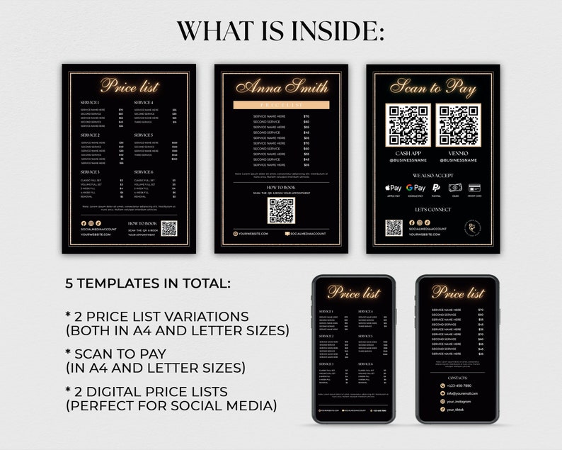 Price List Template Editable Price List Template Canva - Etsy