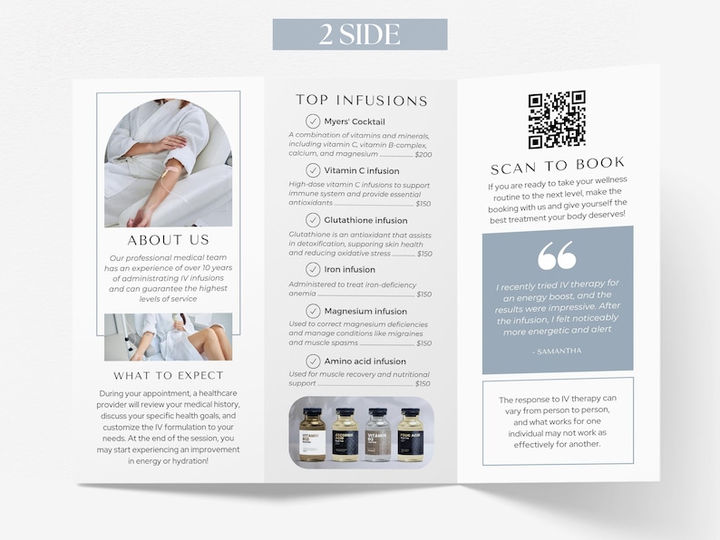 IV Therapy Trifold Brochure Iv Hydration Brochure Iv Vitamin Infusion ...