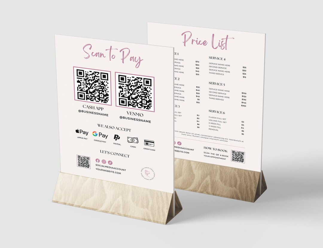 Scan to Pay Template, Bundle Price List, Salon Price List Template, Ig ...