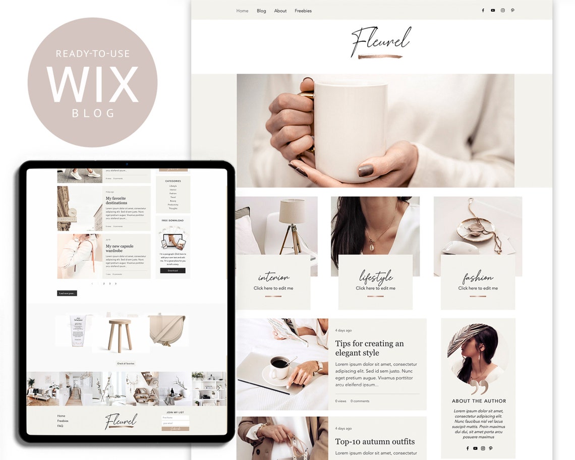 Wix Blog Website Template Wix Blog Theme Wix Blog Website - Etsy