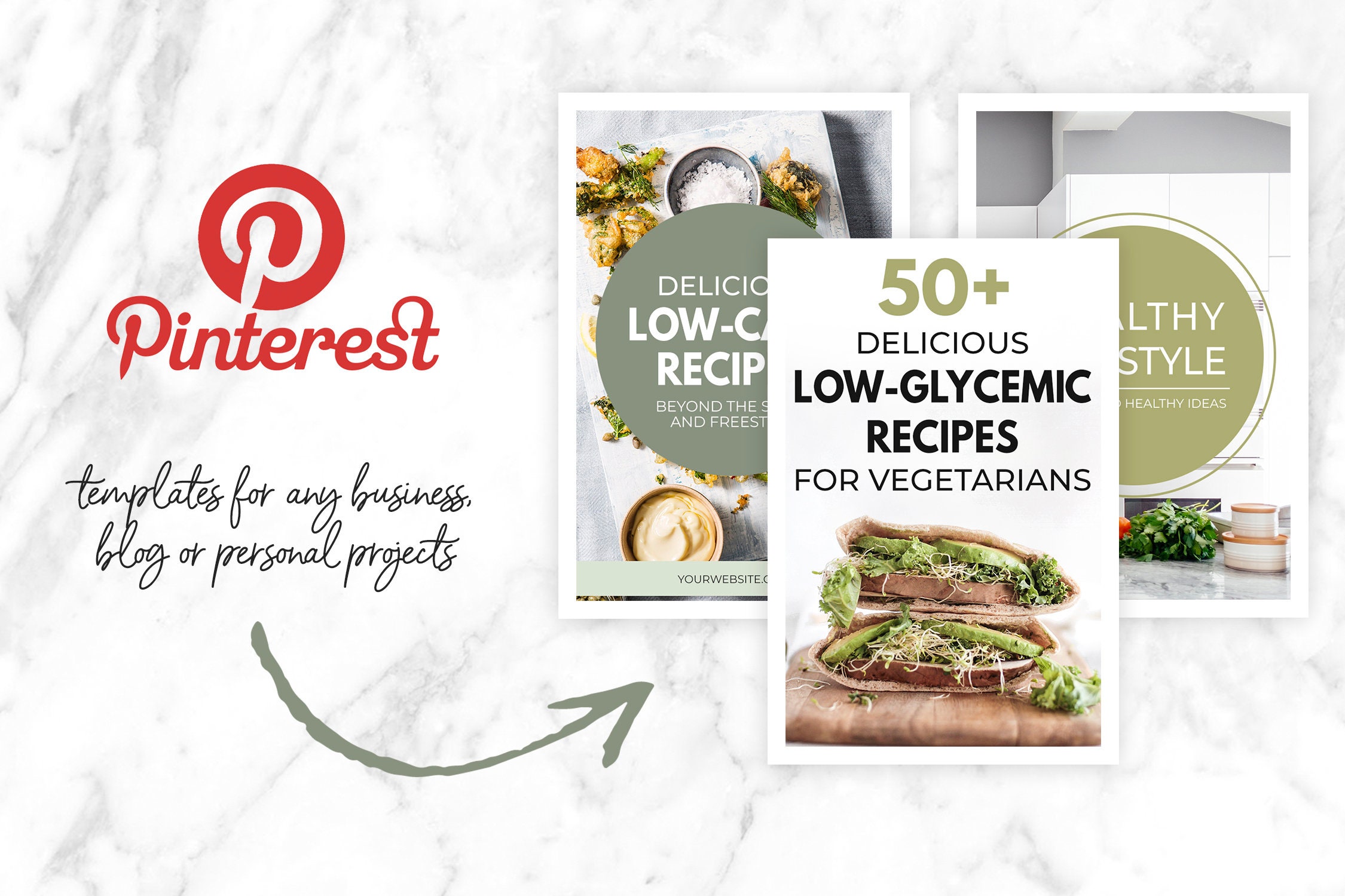 Pinterest Templates Food for Canva & Photoshop | Canva Pinterest ...