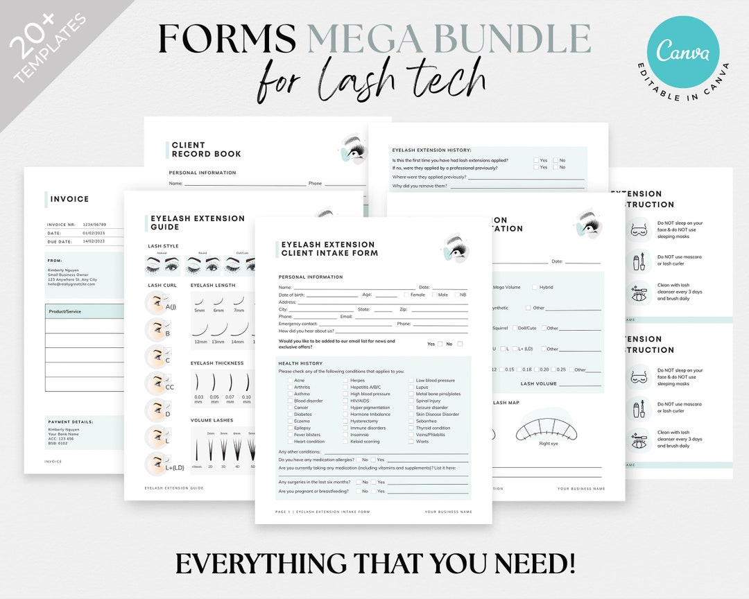 Eyelash Extension Forms Editable Lash Consent Template Lash Tech ...