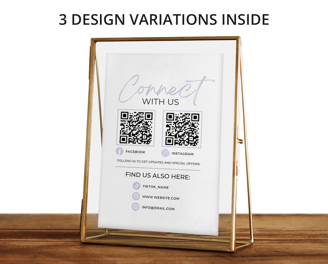 Follow Us on Social Media Sign, QR Code Social Media Sign, Follow Us on ...