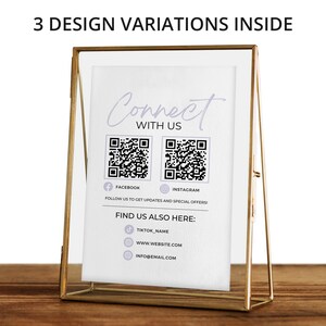 Follow Us on Social Media Sign, QR Code Social Media Sign, Follow Us on ...