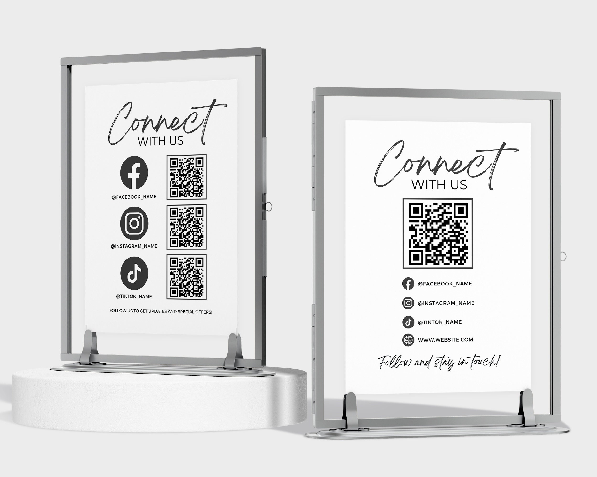 Connect With Us QR Code Sign, Connect With Us Facebook, Follow Us on ...
