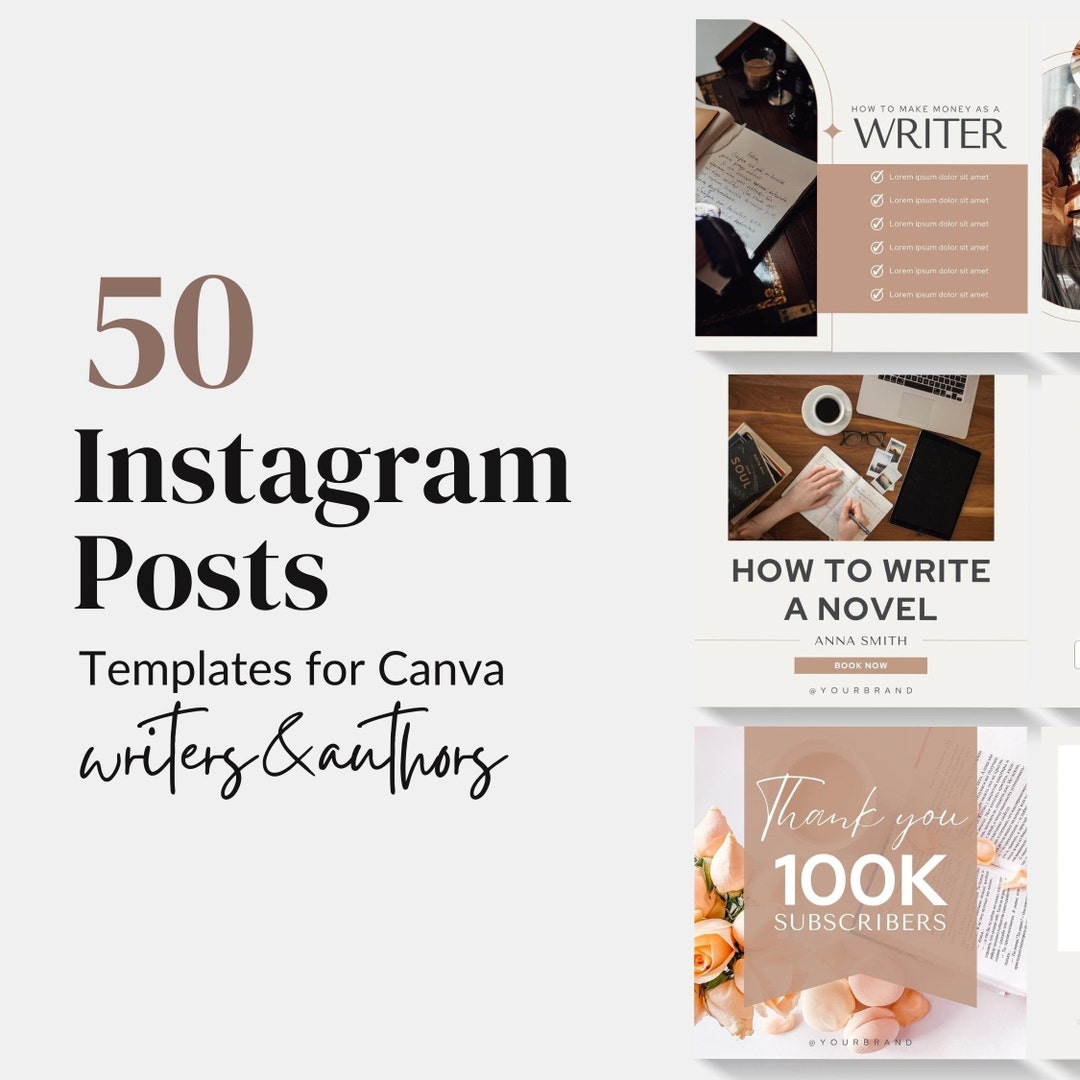 Writer Instagram Template, Author Instagram Post Templates, Writing ...
