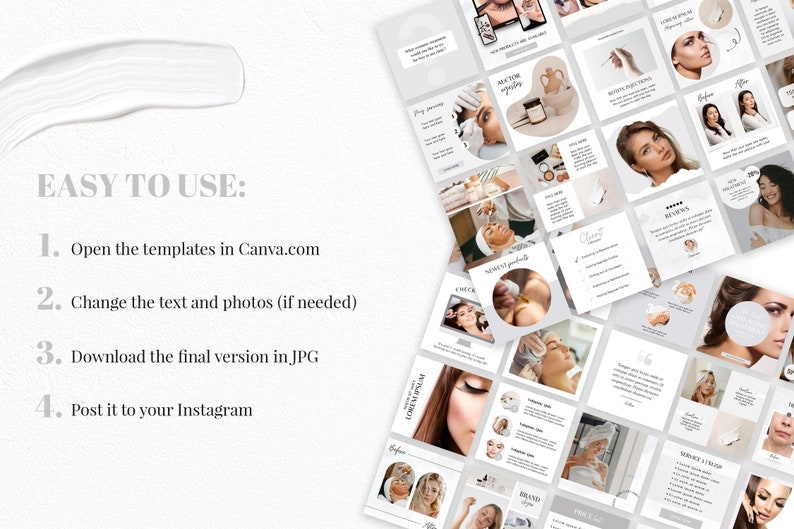 100 Esthetician Instagram Template for Canva, Esthetics Instagram ...