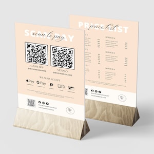 Scan to Pay Sign & Price List Template, QR Code Sign, Printable Payment ...