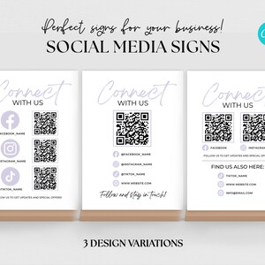 Follow Us on Social Media Sign, QR Code Social Media Sign, Follow Us on ...