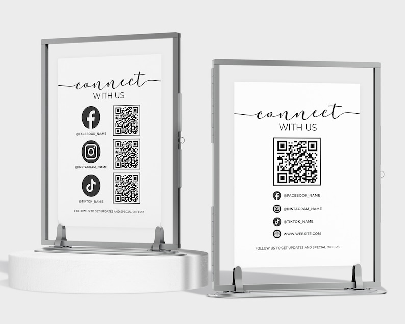 Social Media Sign Template QR Code Sign Editable Small - Etsy