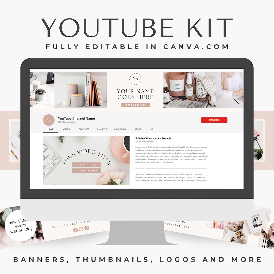 Youtube Branding Kit Youtube Channel Branding Kit Youtube Templates ...