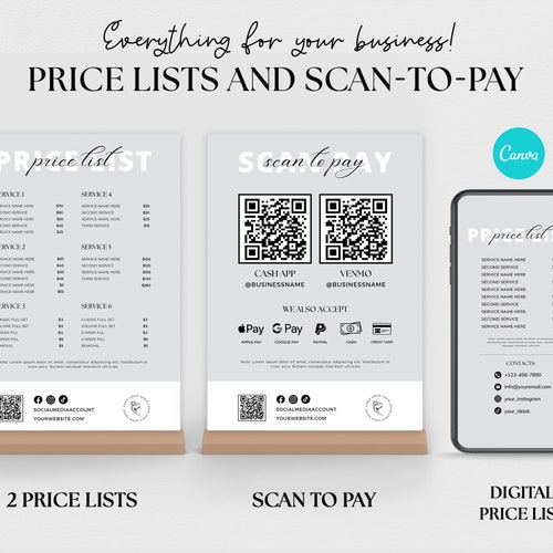 Editable Price List Template Sign for Small Business - Etsy