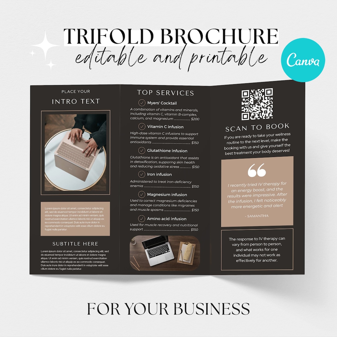 Editable Trifold Brochure Template Printable Brochure Template Two ...