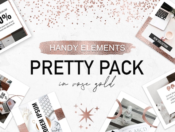 Rose Gold Design Elements Clipart Rose Gold Glitter Elements - Etsy