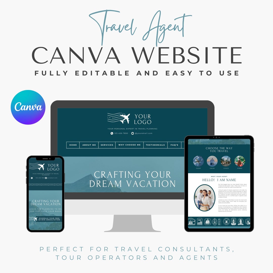 Travel Website Canva Template, Canva Website Page Template, Canva ...