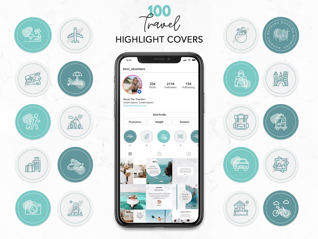 100 Travel Instagram Highlight Covers, Travel Highlight Icons, Canva ...