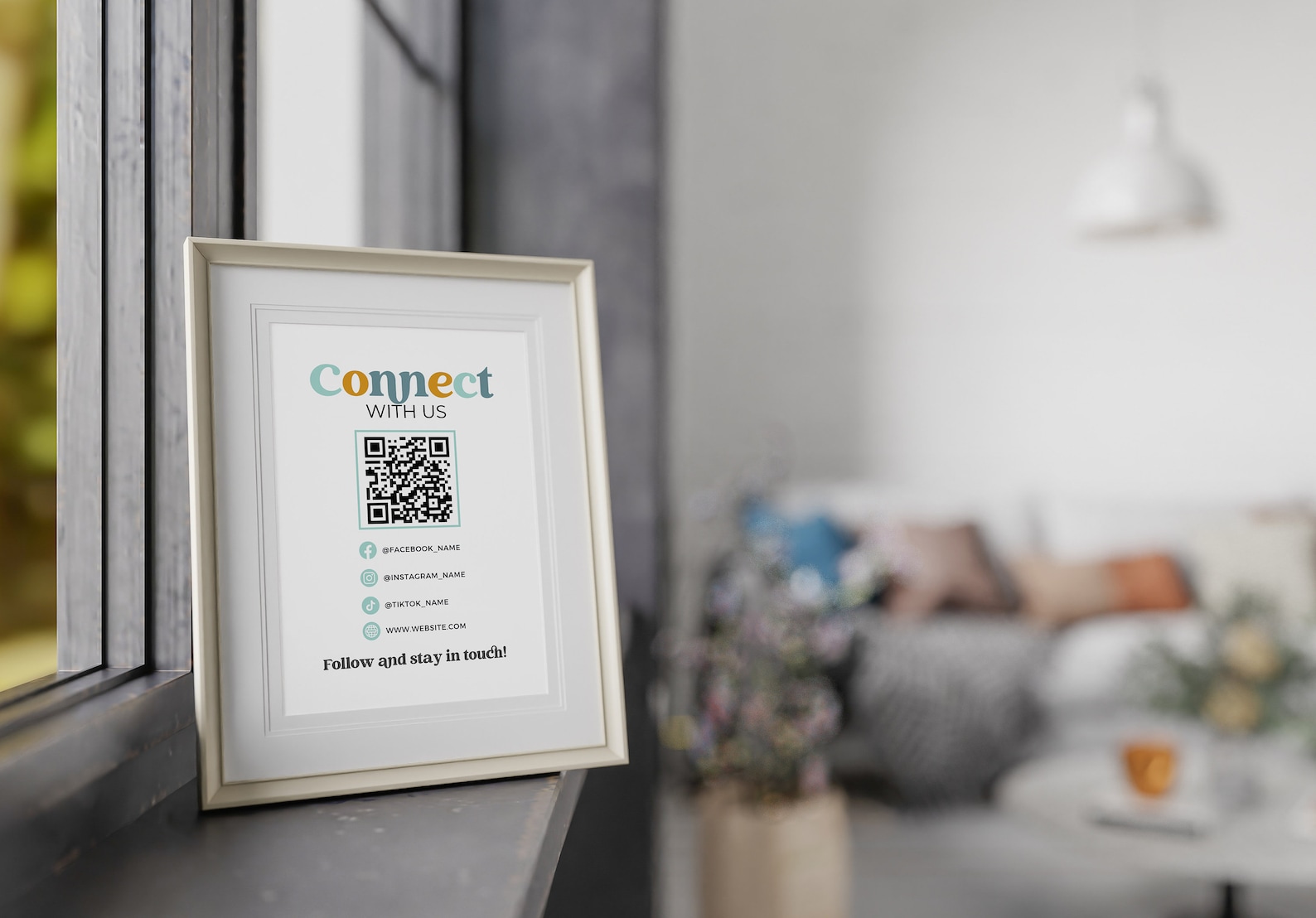 Follow Us on Social Media Sign, QR Code Social Media Sign, Social Media ...