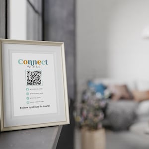 Follow Us on Social Media Sign, QR Code Social Media Sign, Social Media ...