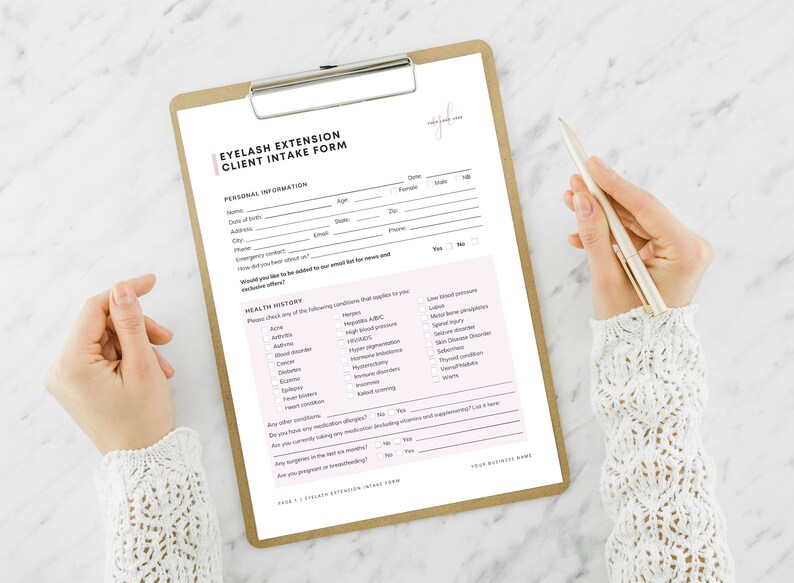 Esthetician Intake Form Client Intake Form Waxing Forms New Etsy 9206