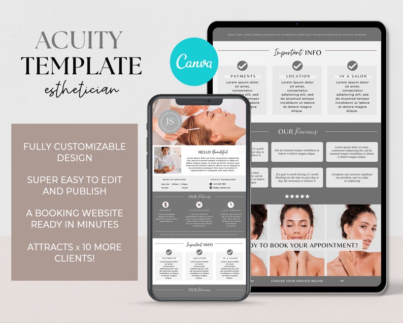 Acuity Template Esthetician Acuity Booking Site Design - Etsy