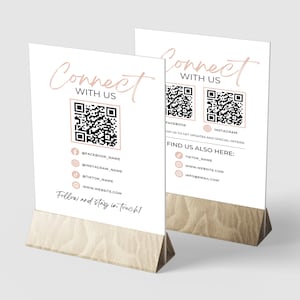 Connect With Us Sign, Social Media Sign Template, QR Business Sign ...