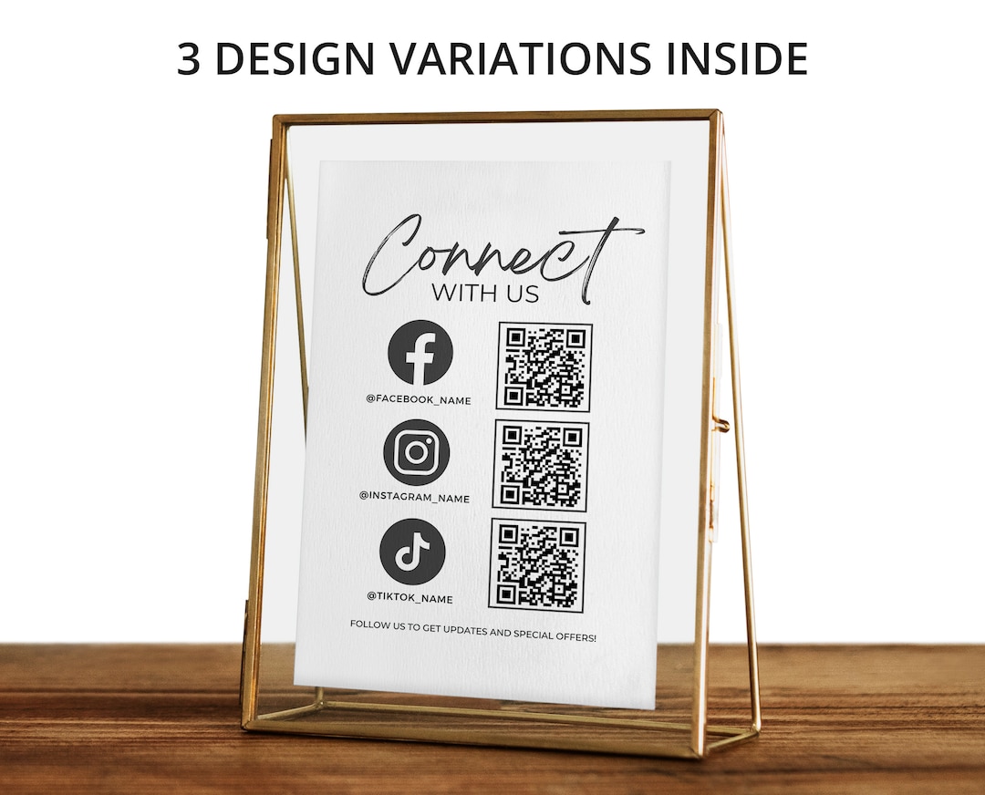 Follow Us on Social Media Sign, QR Code Sign Template, Follow Us on ...