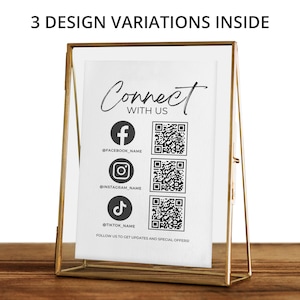 Follow Us on Social Media Sign, QR Code Sign Template, Follow Us on ...