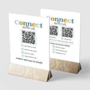 Follow Us on Social Media Sign, QR Code Social Media Sign, Social Media ...