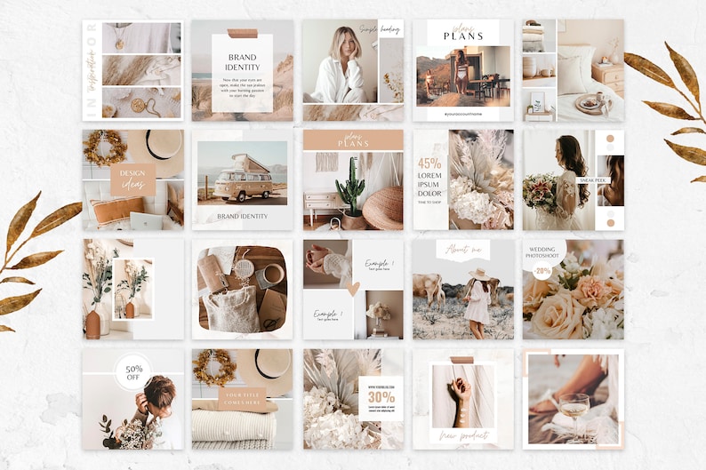Boho Instagram Template Canva, Boho Instagram Stories Template, Boho ...