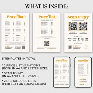 Price List Template, Editable Price List Template Canva, Makeup Artist ...