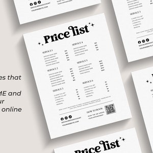 Editable Price List Template, Small Business Sign, Social Media Price ...