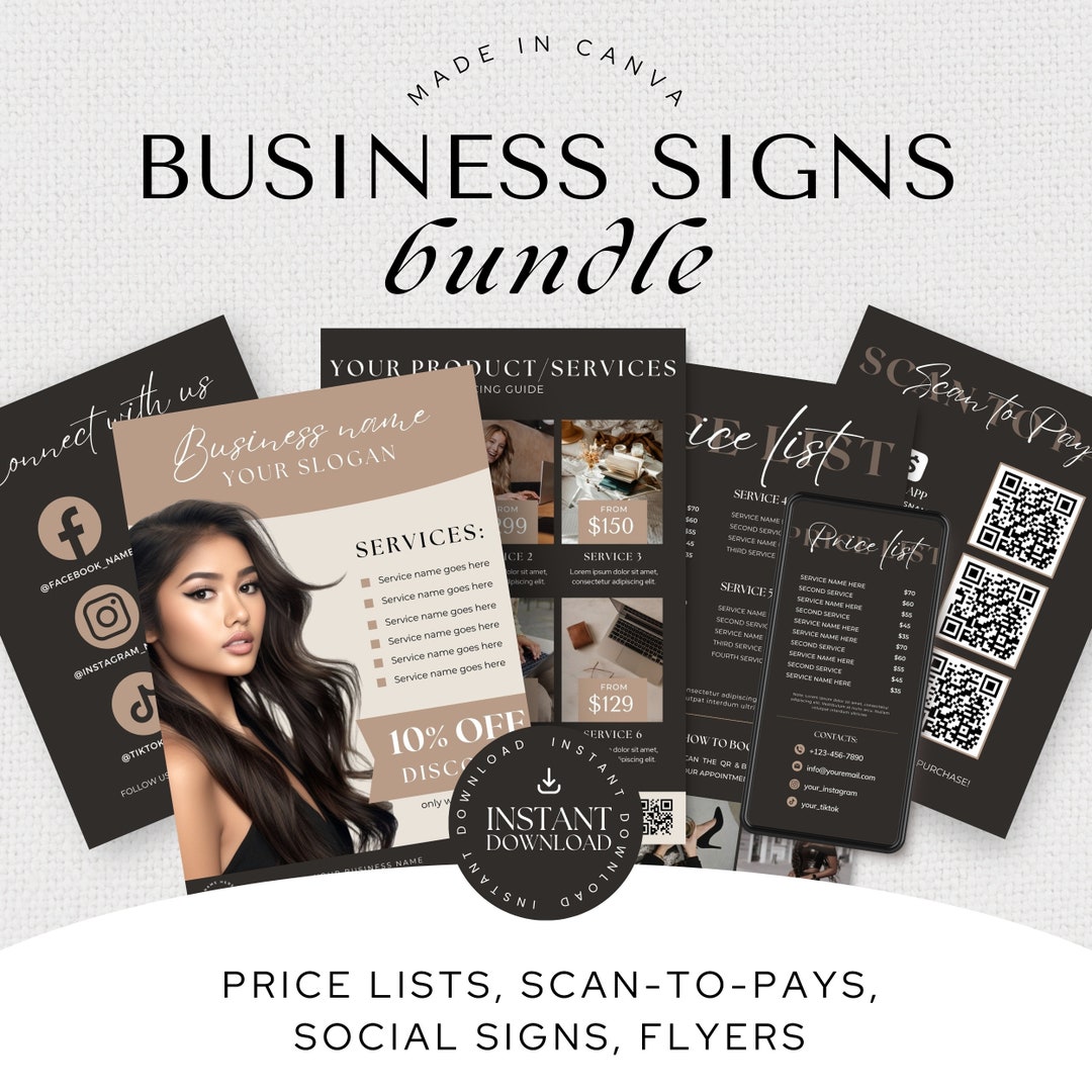 Flyer Template Design Editable Sign Template Bundle Printable Scan to ...