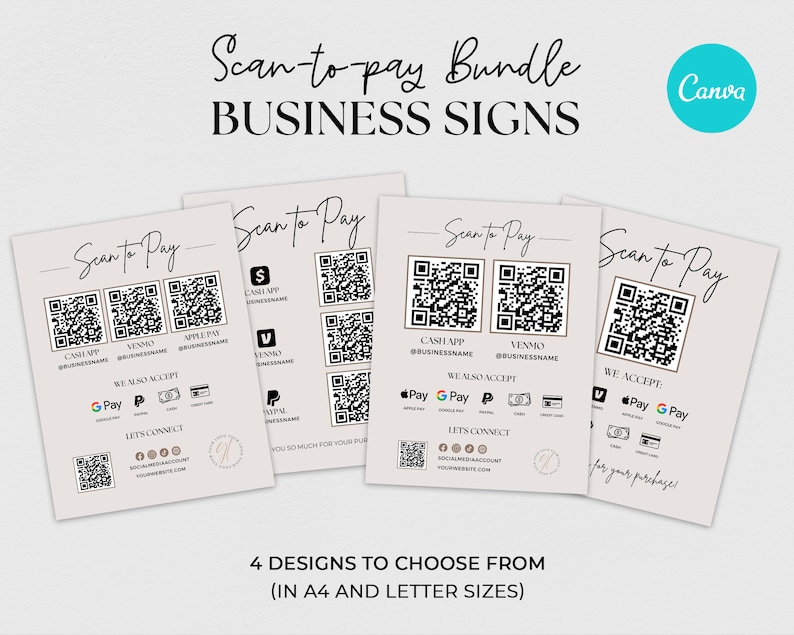 Scan to Pay Canva Editable Scan to Pay Template Editable QR - Etsy