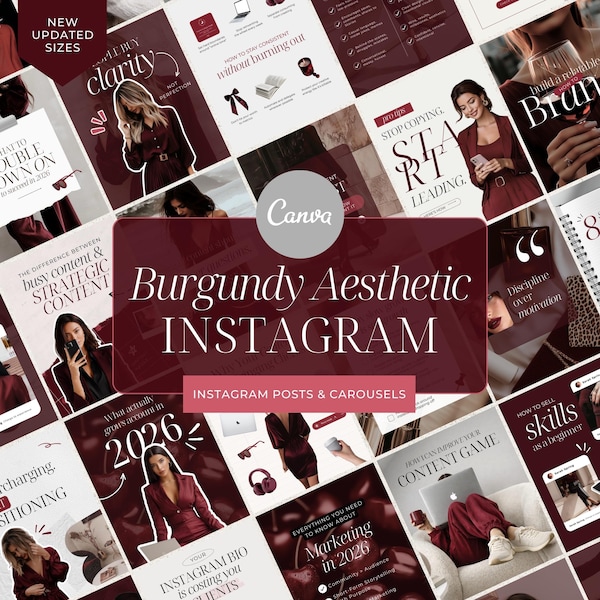 Instagram Template Maroon - Etsy