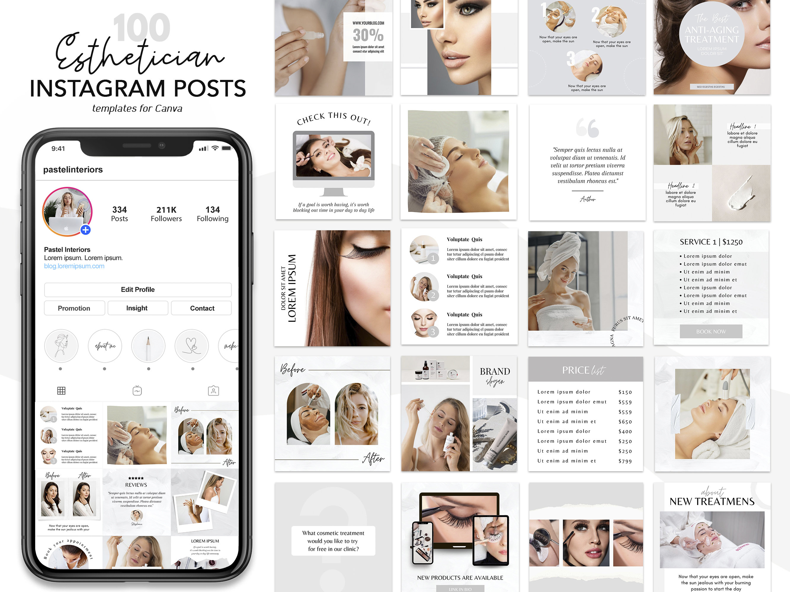 100 Esthetician Instagram Template for Canva Esthetics - Etsy Australia