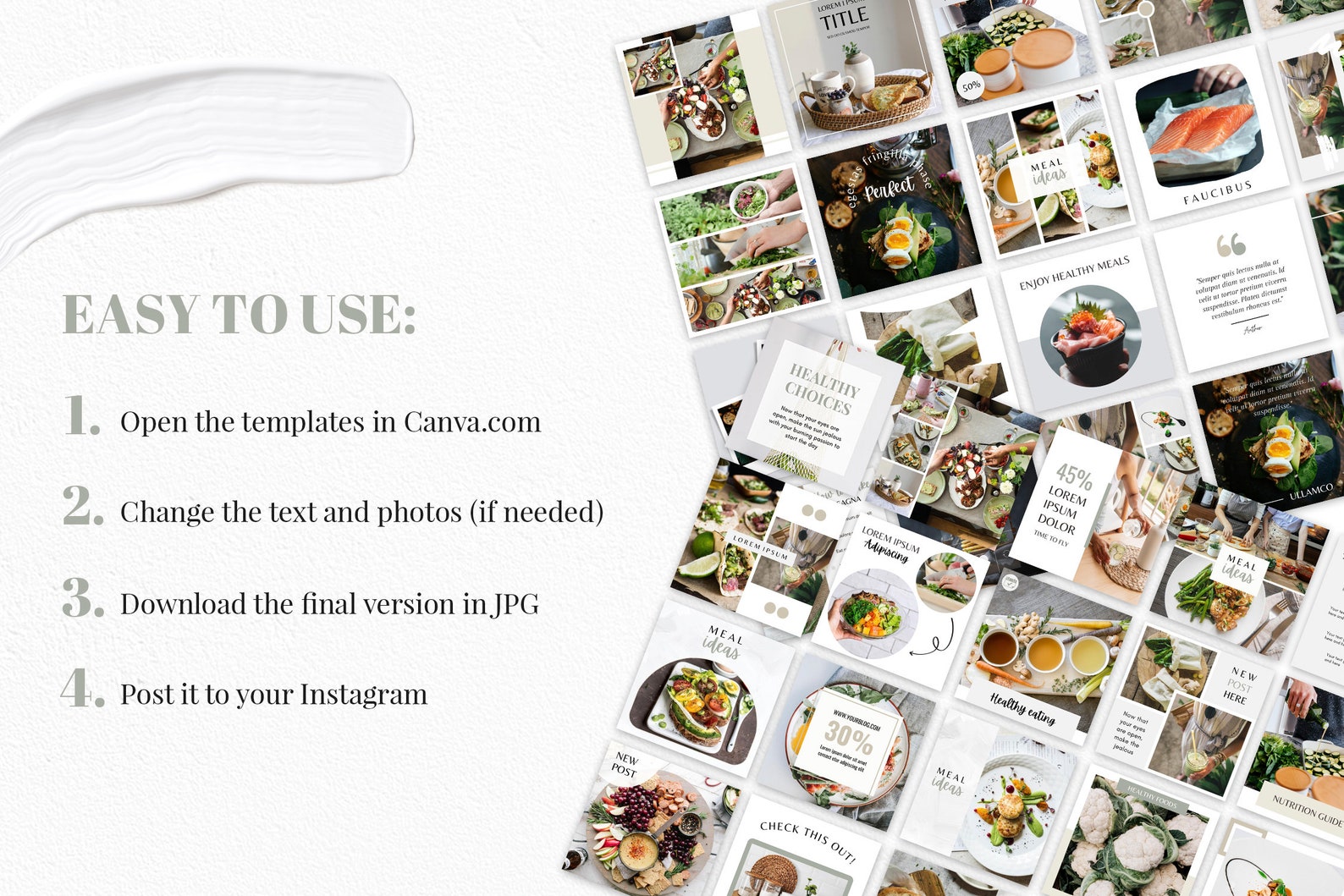 Food Instagram Post Bundle Food Blogger Post Templates for - Etsy