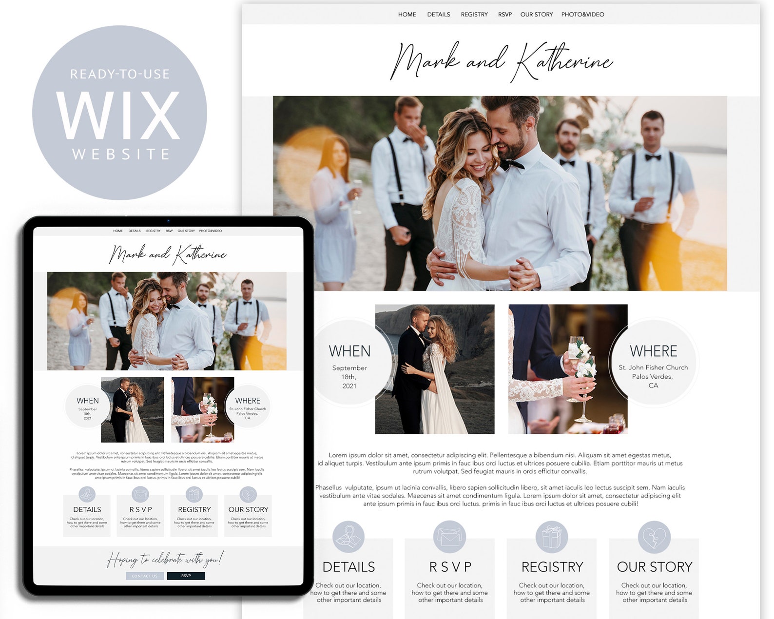 Wix Wedding Website Wix Template Wedding Wix Website - Etsy