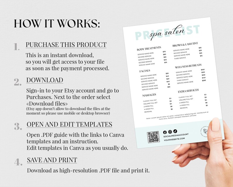 Price List Template Editable Price List Template Canva - Etsy