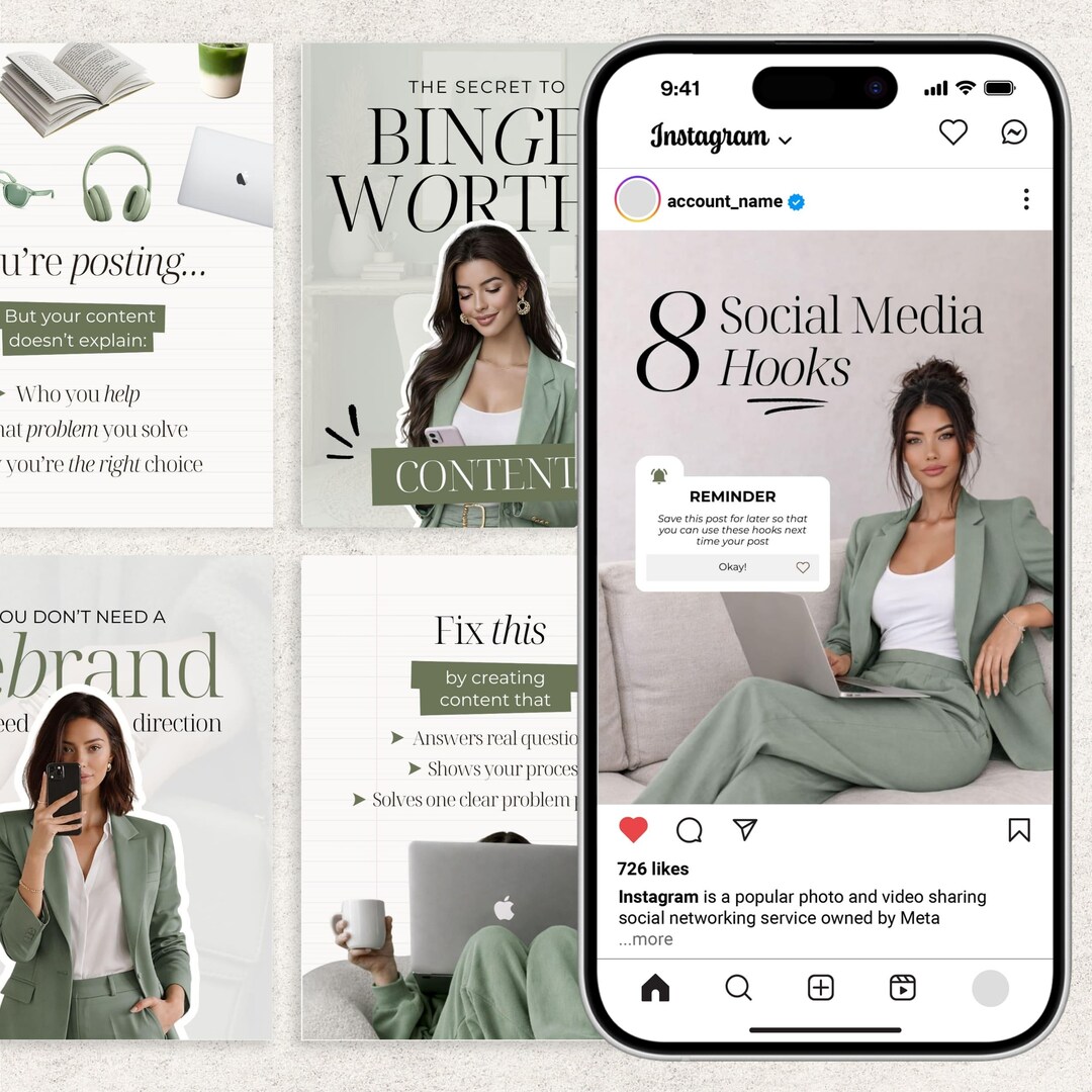 Instagram Template Grün Instagram Post Template Social Media Templates ...