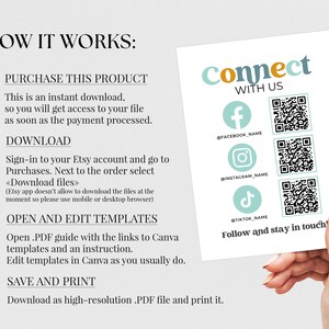 Follow Us on Social Media Sign, QR Code Social Media Sign, Social Media ...