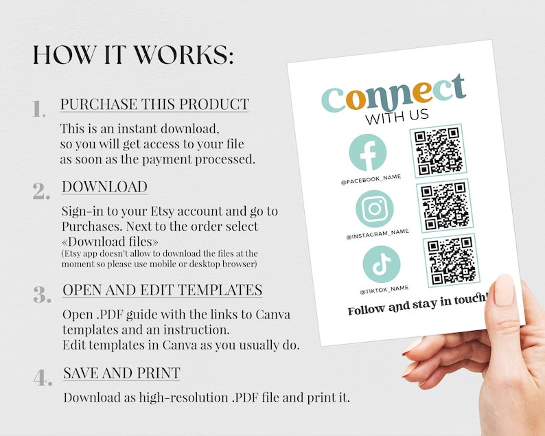 Follow Us on Social Media Sign QR Code Social Media Sign - Etsy