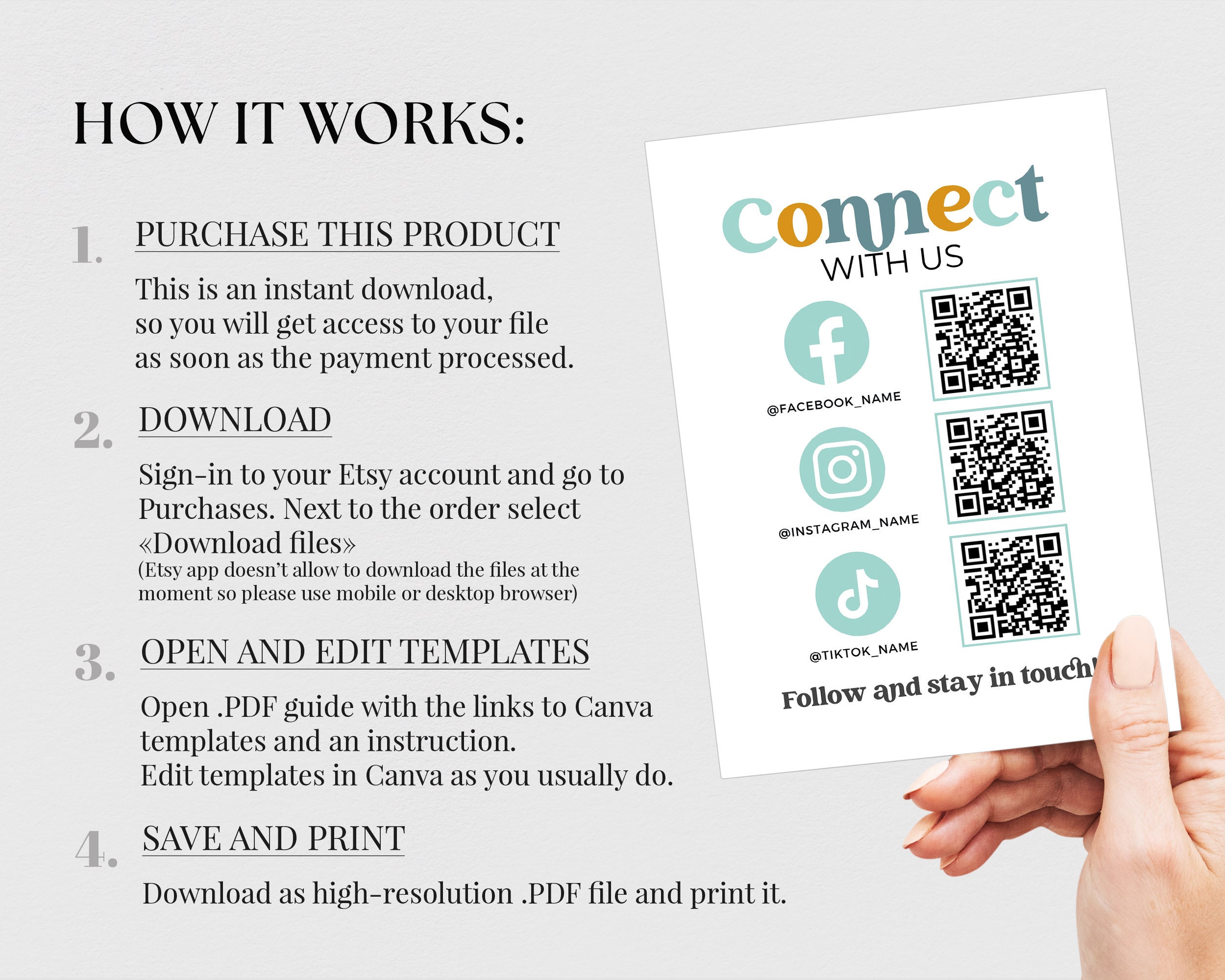 Follow Us on Social Media Sign QR Code Social Media Sign - Etsy