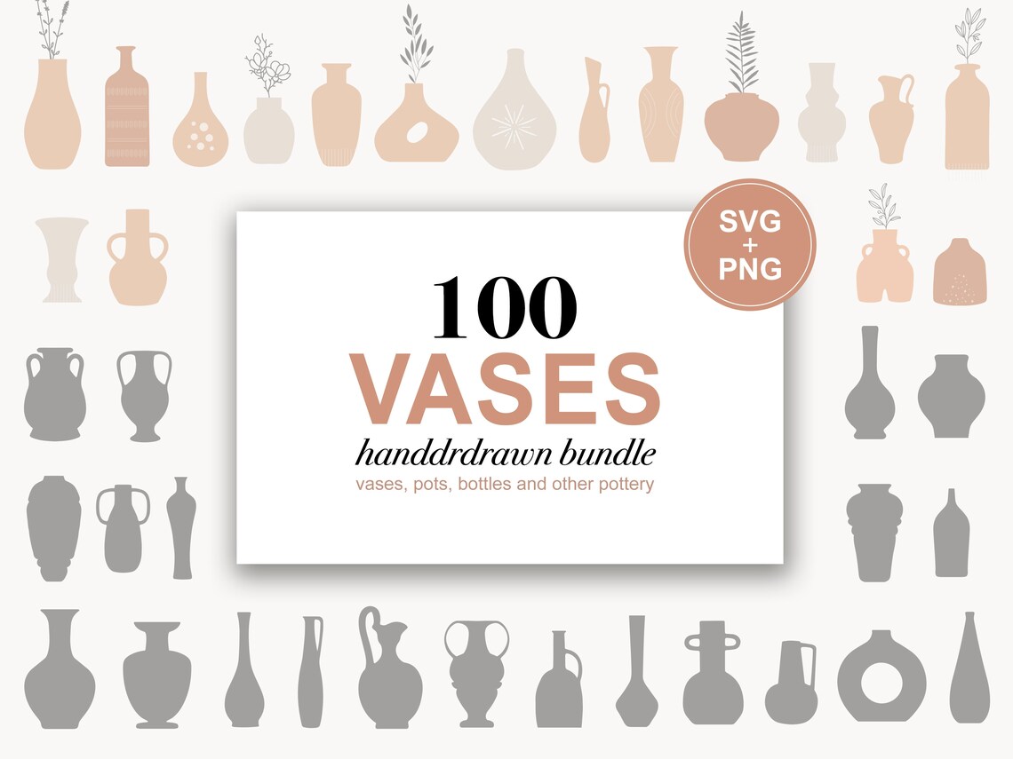 Vases Svg Bundle | Svg Bundle Boho Vases, Bottles, Pots, Pottery | Svg ...