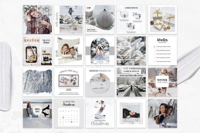 Winter Instagram Post Templates Canva Winter Posts for - Etsy