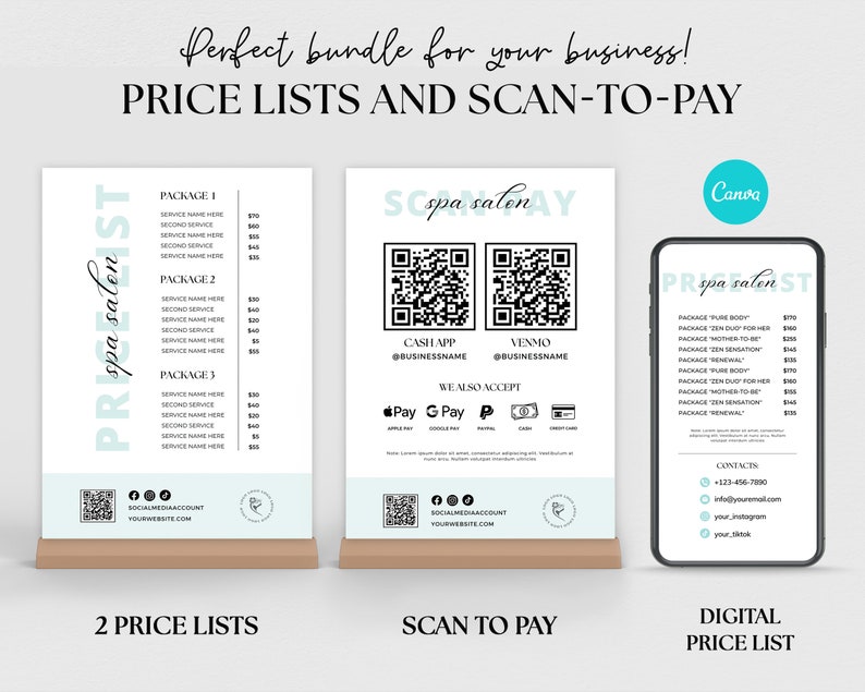 Price List Template Editable Price List Template Canva - Etsy