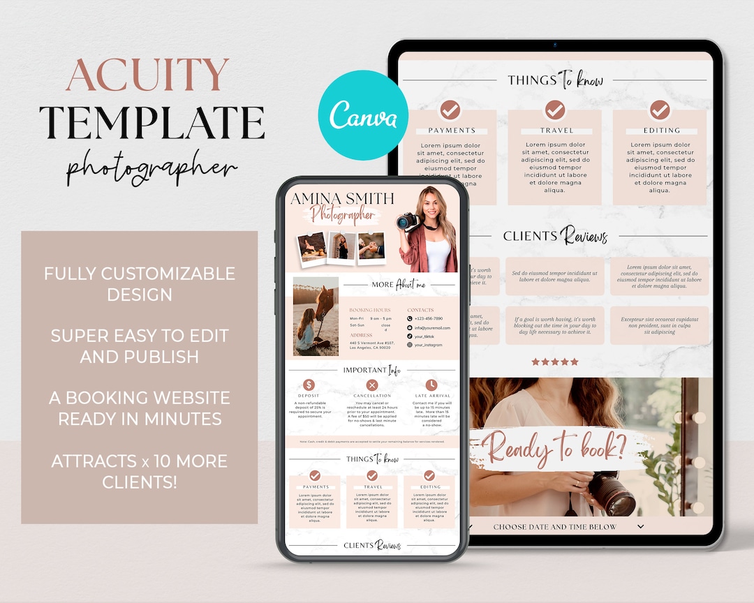 Acuity Template Photography, Acuity Booking Site Design, Pink Acuity ...