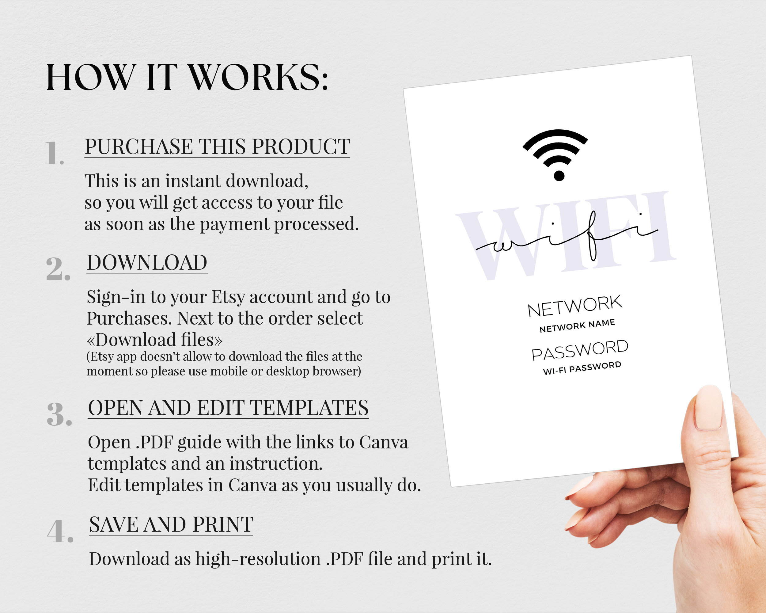 WIFI Password Sign Template Printable Guest Wi-fi Signs - Etsy
